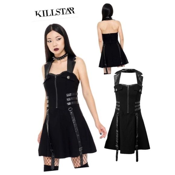 Killstar | Dresses | Killstar Psyops Fit And Flare Dress Halter Neck ...